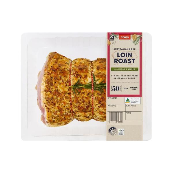 Buy Coles Pork Loin Roast With Herbs & Spices approx. 700g each | Coles