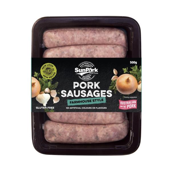 Buy Three Aussie Farmers Farmhouse Style Pork Sausages 450g | Coles