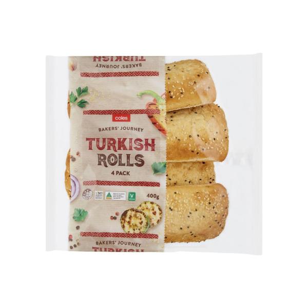 Buy COLES. TURKISH ROLLS 4PK | Coles