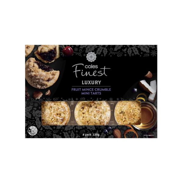 Buy COLES FINEST FRUIT MINCE CRUMBLE MINI TARTS 6PK | Coles