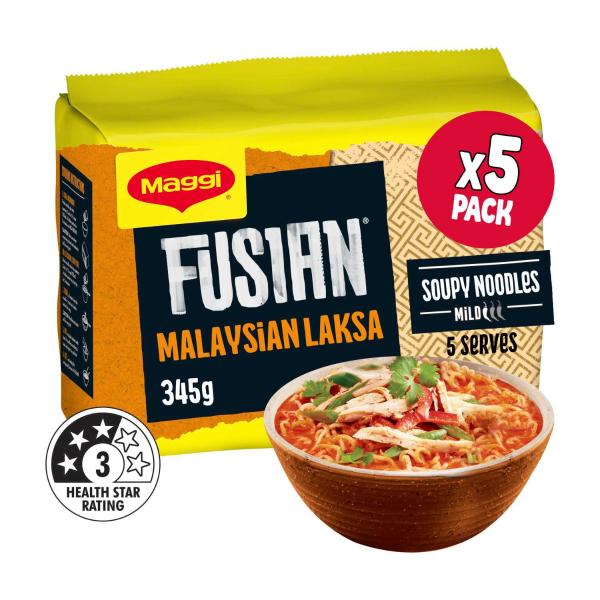 Buy Maggi Fusian Instant Noodles Malaysian 5 Pack 345g | Coles