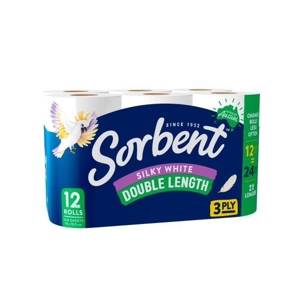 Buy Sorbent Double Length Toilet Tissue 12 pack | Coles