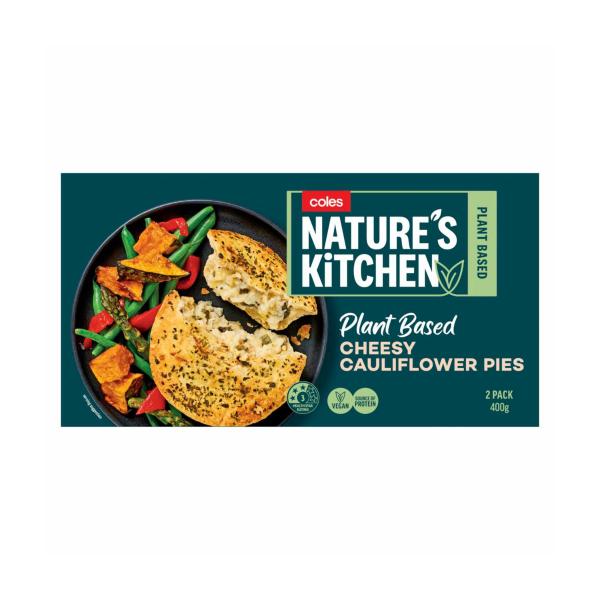 Buy Coles Nature's Kitchen Cheesy Cauliflower Pies 2 Pack 400g | Coles