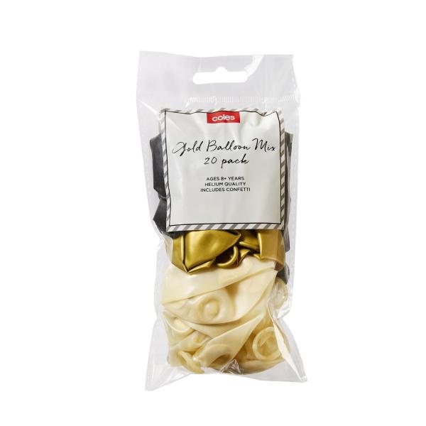 Buy Coles Gold Black And White Balloons 20 pack | Coles