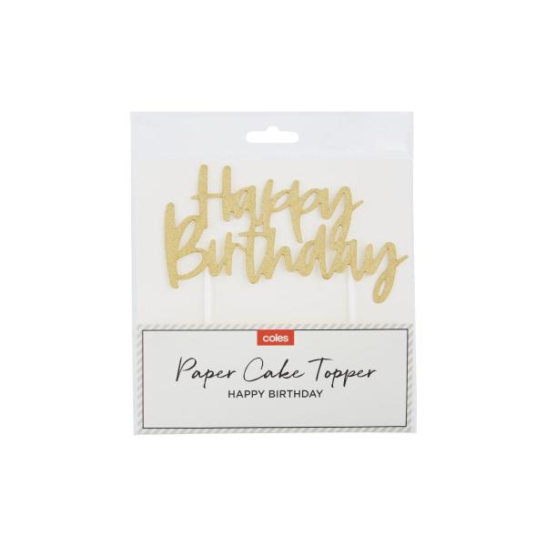 Buy Coles Happy Birthday Glitter Cake Topper 1 each | Coles