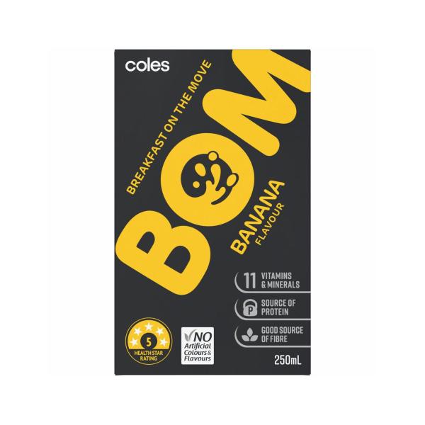 Buy Coles Bom Liquid Breakfast Banana Flavoured 3x250ml 750mL | Coles