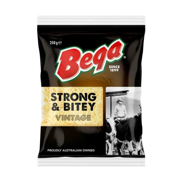 Buy Bega Cheese Strong & Bitey Vintage Grated 250g | Coles