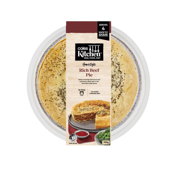Buy Coles Kitchen Rich Beef Pie 700g | Coles