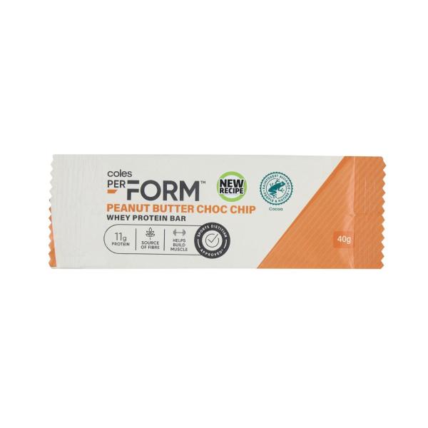Buy Coles Perform Whey Protein Bar Peanut Butter & Choc Chip 40g | Coles