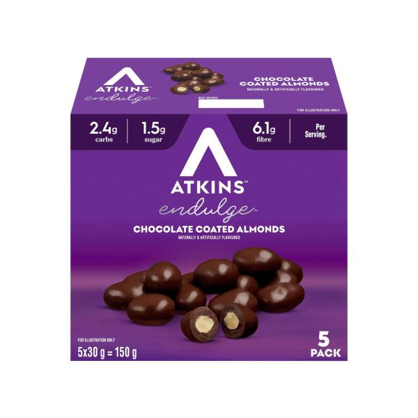 Buy Atkins Low Carb Endulge Chocolate Coated Almonds 5x30g 150g | Coles