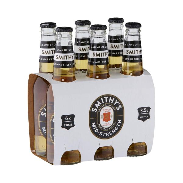 Buy Smithy's Mid Strength Bottle 330ml 6 Pack | Coles