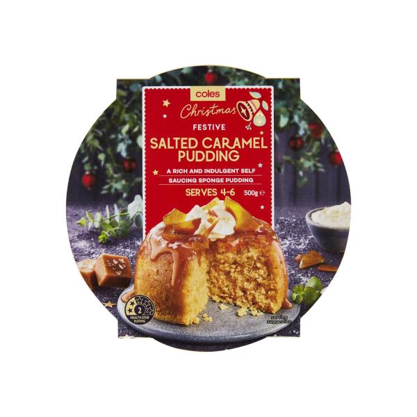 Buy COLES FESTIVE SALTED CARAMEL PUDDING LARGE | Coles