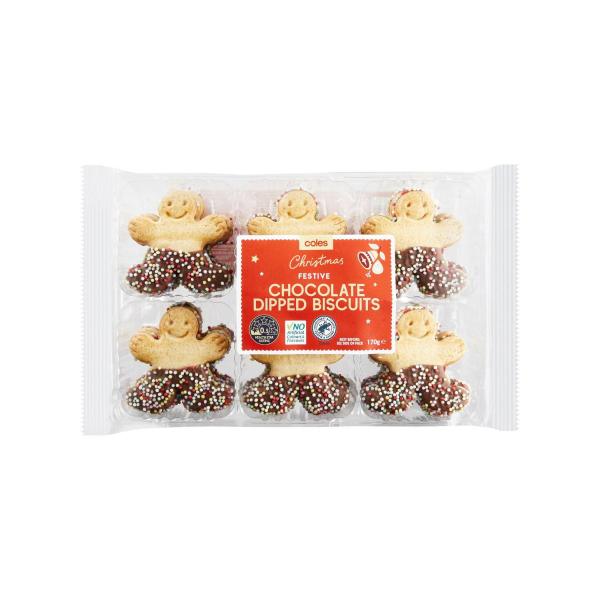 Buy COLES CHRISTMAS. CHOCOLATE DIPPED BISCUITS | Coles