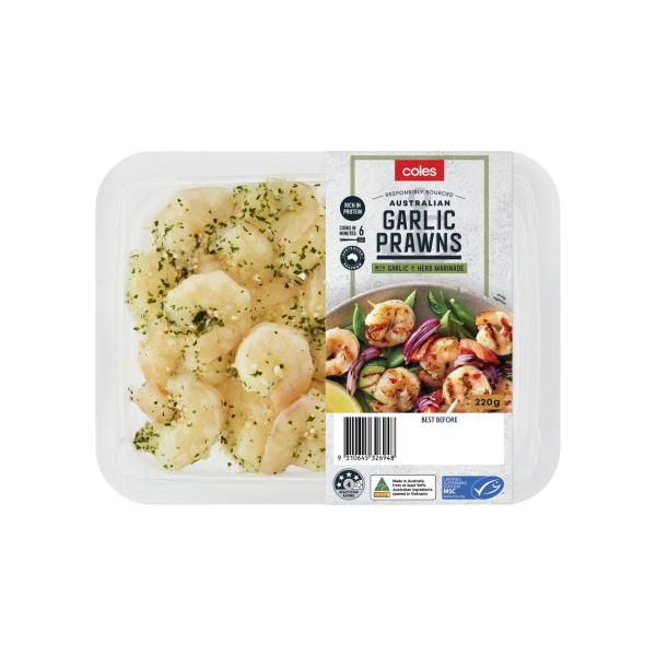 Buy Coles Australian Garlic Prawns In A Garlic And Herb Marinade 220g ...