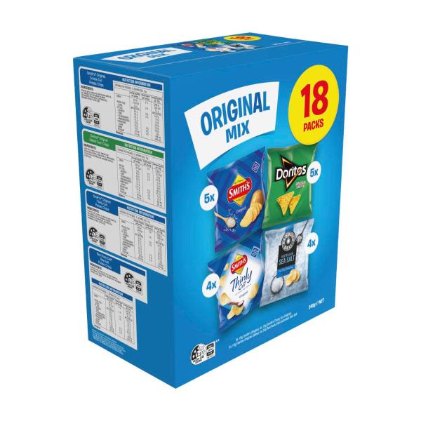 Buy Smith's Chips Mix Lunchbox Multipack Original 18 Pack 346g | Coles