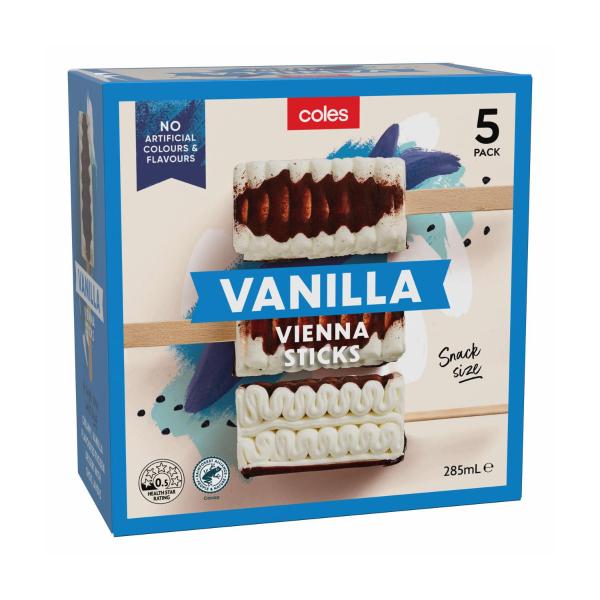 Buy Coles Mini Vienna Vanilla 5 Pack 285mL | Coles