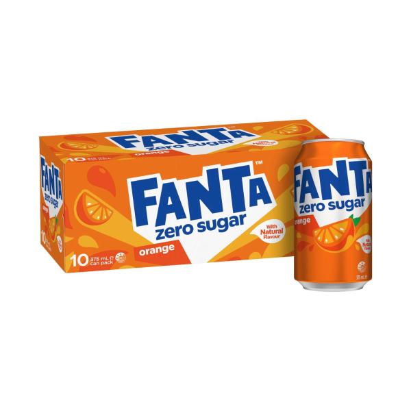 Buy Fanta Orange Zero Sugar Cans 10x375ml 10 Pack | Coles