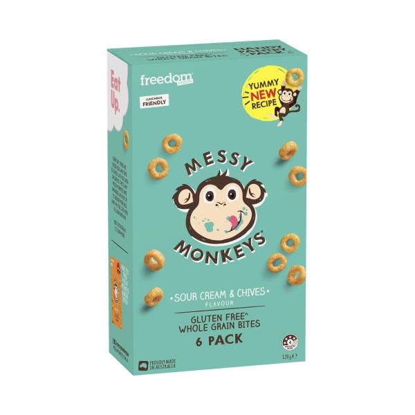 Buy MESSY MONKEYS BITES SOUR CREAM 6X20G | Coles