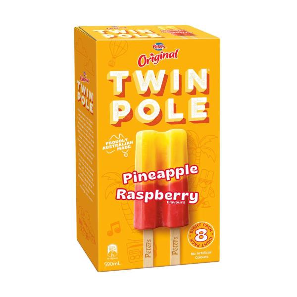 Buy Peters Original Twin Pole Pineapple Raspberry Ice Blocks 8 Pack ...