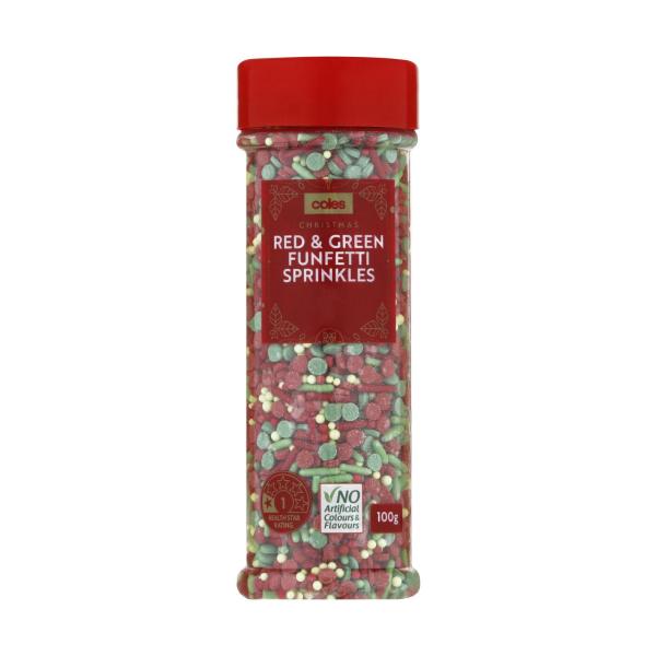 Buy Coles Christmas Red & Green Funfetti Sprinkles 100g | Coles