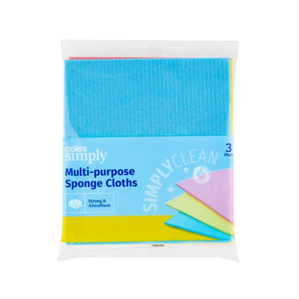 Buy Coles Simply Multi Purpose Sponge Cloths 3 Pack | Coles