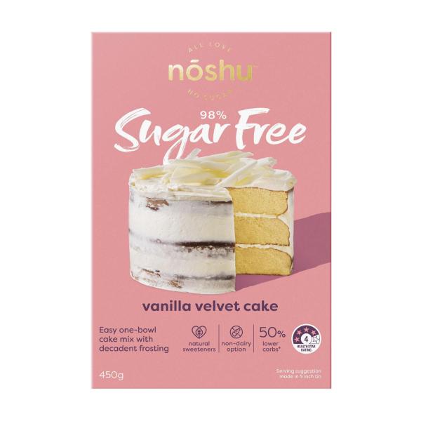 Buy Noshu 98% Sugar Free Vanilla Velvet Cake Mix 450g | Coles