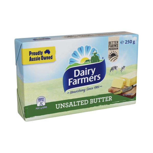 Buy Dairy Farmers Unsalted Butter Block 250g | Coles