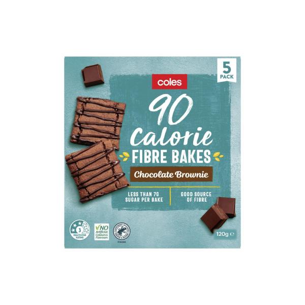 Buy Coles 90 Calorie Fibre Bakes Chocolate Brownie 5 pack 120g | Coles