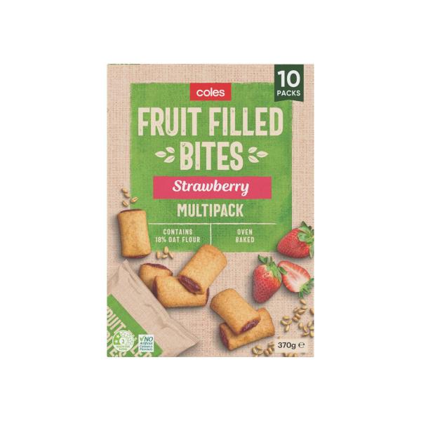 Buy Coles Fruit Filled Mini Bars Stawberry 10 Pack 370g | Coles
