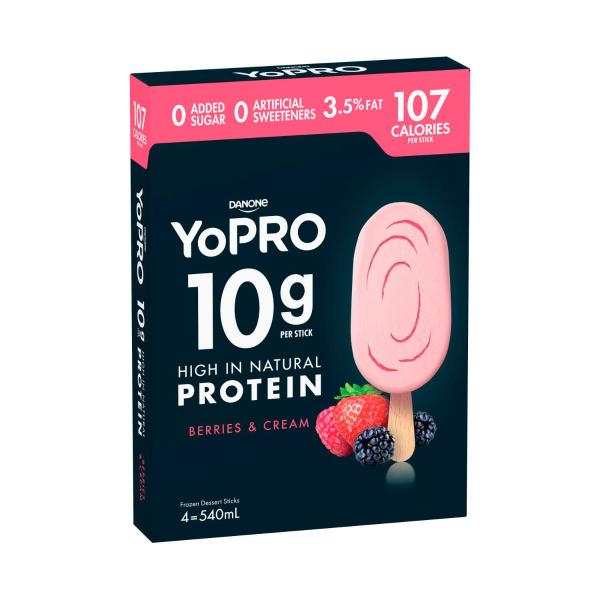 Buy YoPro Frozen Dessert Cream & Berries 4 Pack 540mL | Coles