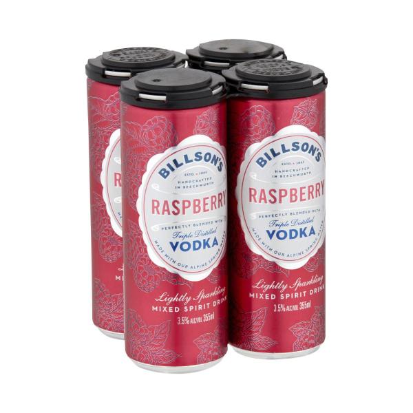 Buy Billson's Raspberry Vodka Mixed Drink 355ml 4 Pack | Coles