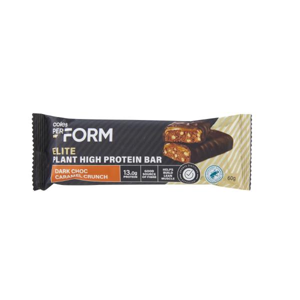 Buy Coles Perform Elite Plant High Protein Bar Dark Choc Caramel Crunch ...