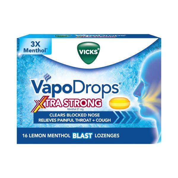 Buy Vicks Extra Strong Lemon Menthol Lozengers 16 pack | Coles