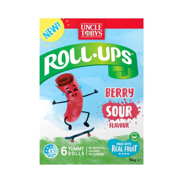 Buy Uncle Toby's Roll Ups Berry Sour Lunch Box Snacks Made With Real ...