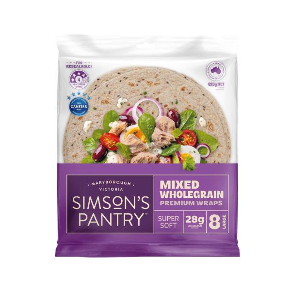 Buy Simson's Pantry Preservative Free Mixed Wholegrain Large Wraps 8 ...