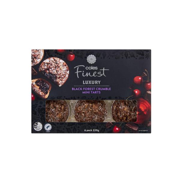 Buy COLES FINEST BLACK FOREST CRUMBLE MINI TARTS 6PK | Coles