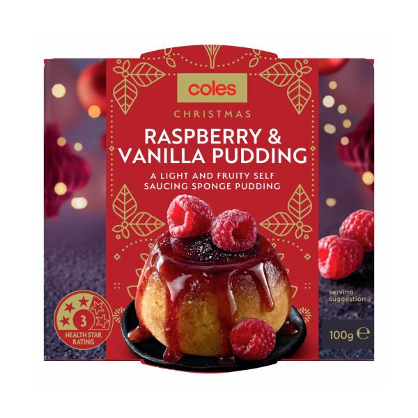 Buy COLES CHRISTMAS RBERRY & VANILLA SPONGE PUDDING | Coles