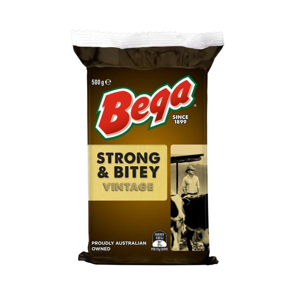 Buy Bega Strong & Bitey Dairy Cheese Vintage Block 500g | Coles