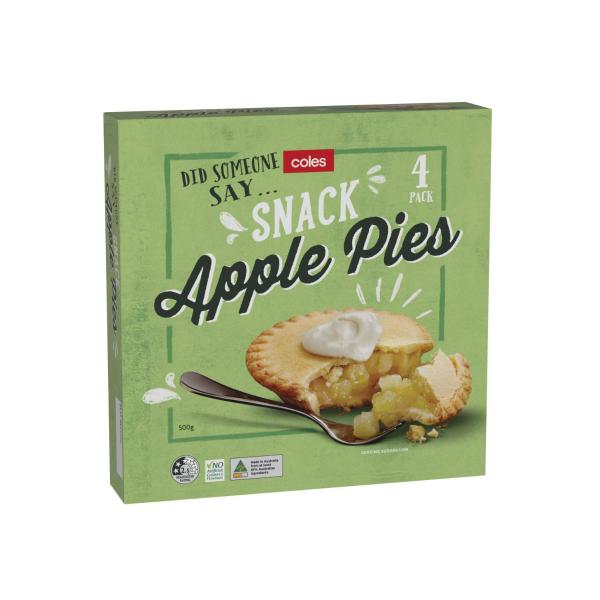Buy Coles 4 Pack Snack Fruit Pie Apples 500g | Coles