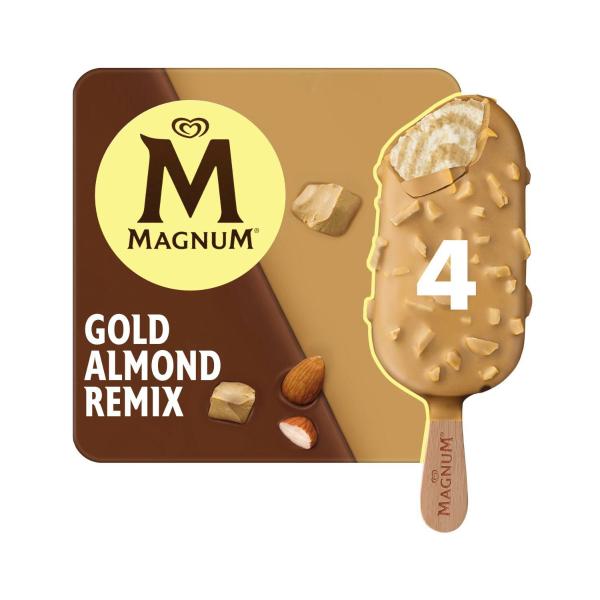 Buy MAGNUM ICE CREAM 4PK GOLD ALMOND REMIX | Coles