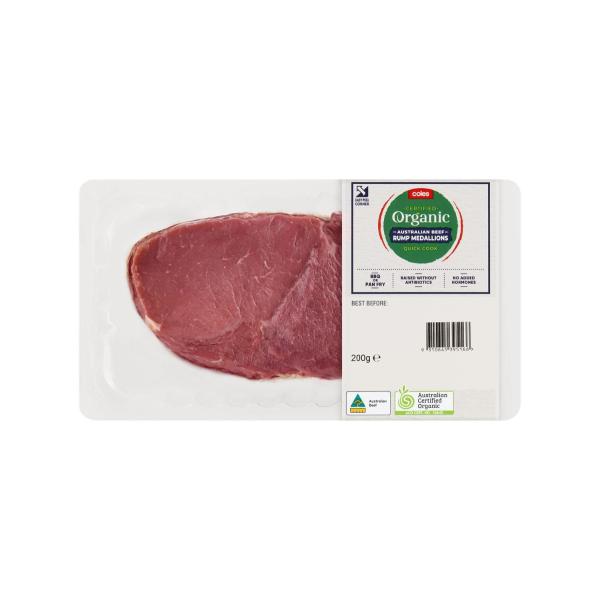 Buy Coles Organic Beef Quick Cook Rump Medallions 200g | Coles