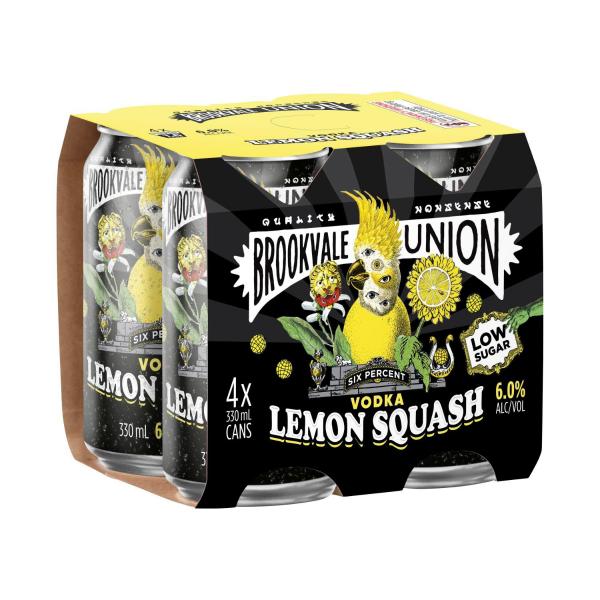 Buy Brookvale Union Vodka Lemon Squash Can 330ml 4 Pack | Coles