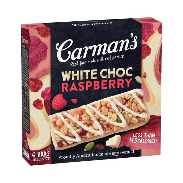 Buy Carman's White Chocolate Raspberry Muesli Bars 6 Pack 192g | Coles