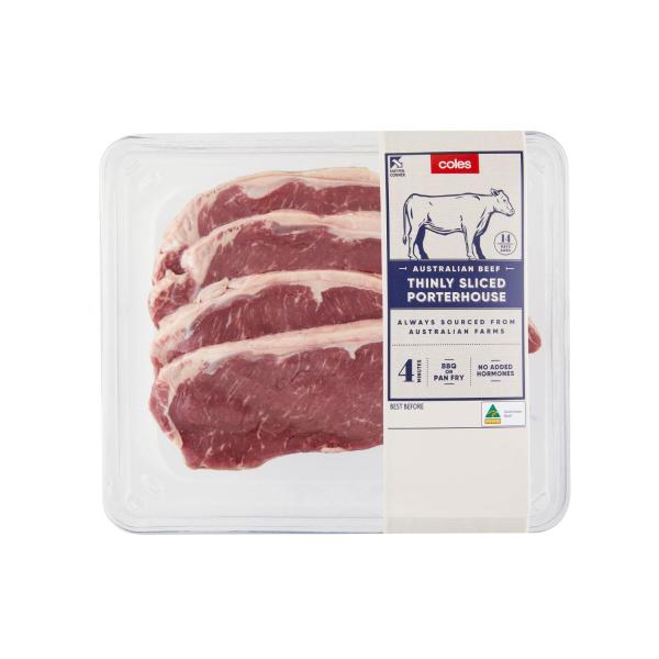Buy Coles Beef Porterhouse Thin Cut 440g | Coles