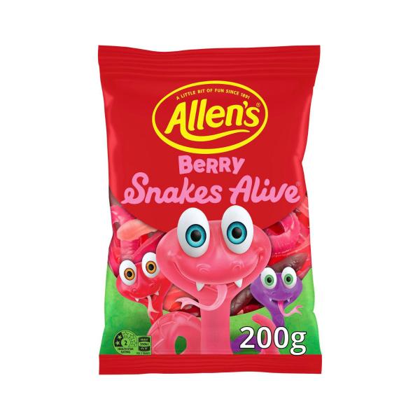 Buy Allen's Lollies Berry Snakes Alive 200g | Coles