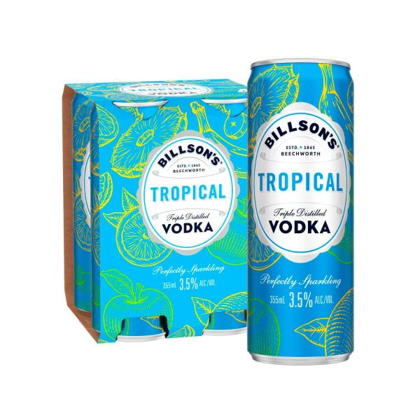 Buy Billson's Tropical Vodka Mixed Drink Can 355ml 4 Pack | Coles