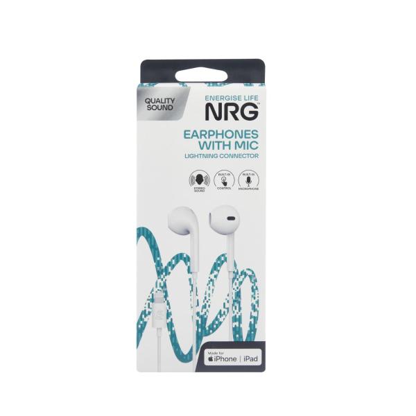 Buy NRG Wired Earphones With Mic Lightning 1 Each | Coles