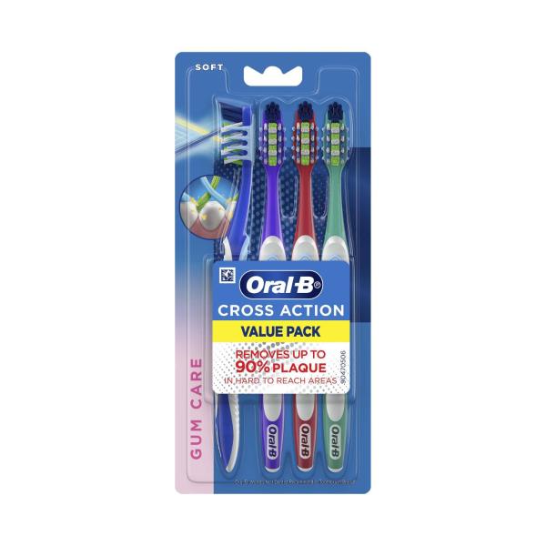 Buy Oral B Cross Action Toothbrush Soft 4 pack | Coles