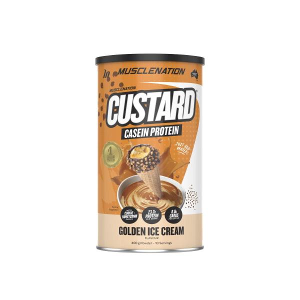 Buy Muscle Nation Custard Casein Protein Powder Golden Ice Cream 400g ...