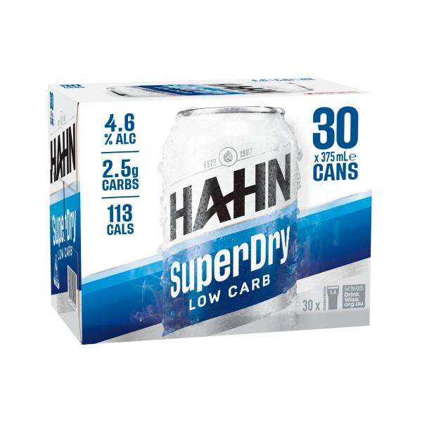 Buy Hahn Super Dry Block Can 375ml 30 Pack | Coles